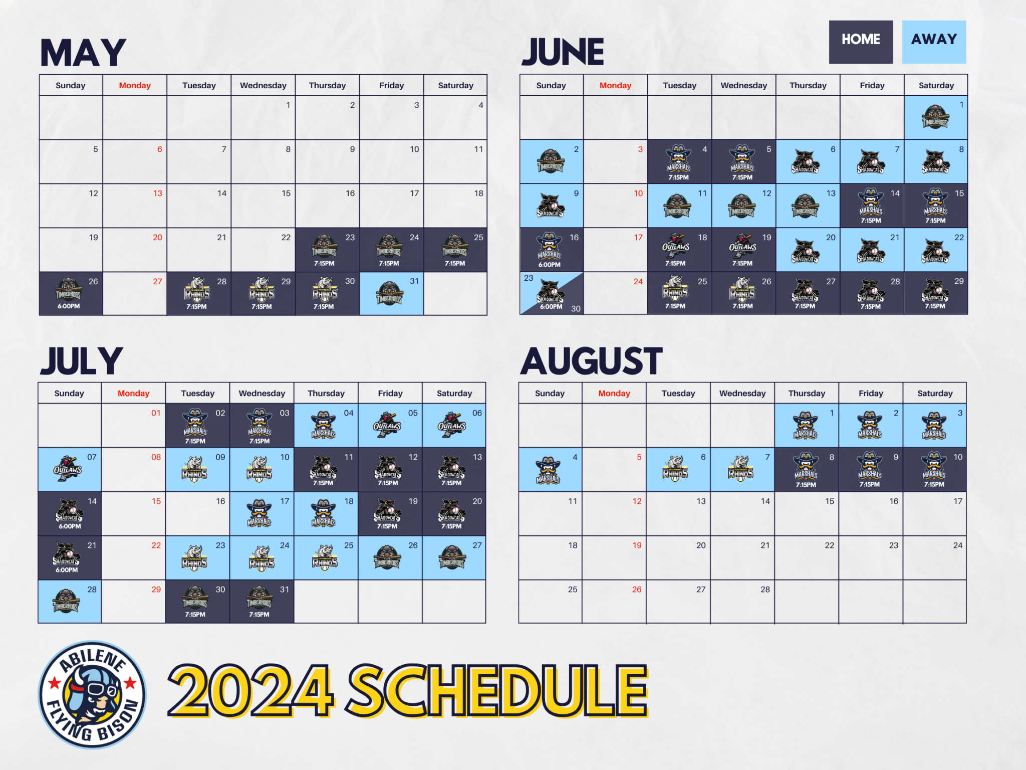 Schedule - Abilene Flying Bison
